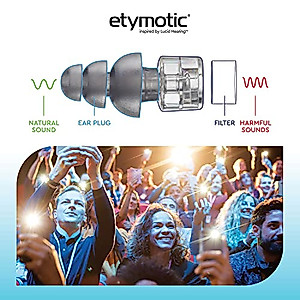 Etymotic Research ER20XS High-Fidelity Earplugs (Concerts, Musicians, Airplanes, Motorcycles, Sensitivity and Universal Hearing Protection) - Standard Fit, Clear Stem, Clear/Frost, 1 Count (Pack of 1)