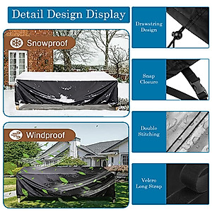 Heavy Duty Patio Furniture Table Cover, Outdoor Rectangular Waterproof Dining Table and Chair Set Cover General Purpose Furniture Cover, Waterproof Outdoor Sectional Set Cover, 67”Lx37”Wx28”H, Black