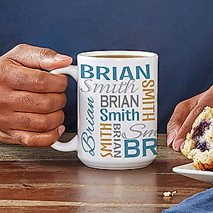 Let's Make Memories Personalized Your Name Signature Mug - Custom 15oz Coffee Mug - Pink/Teal