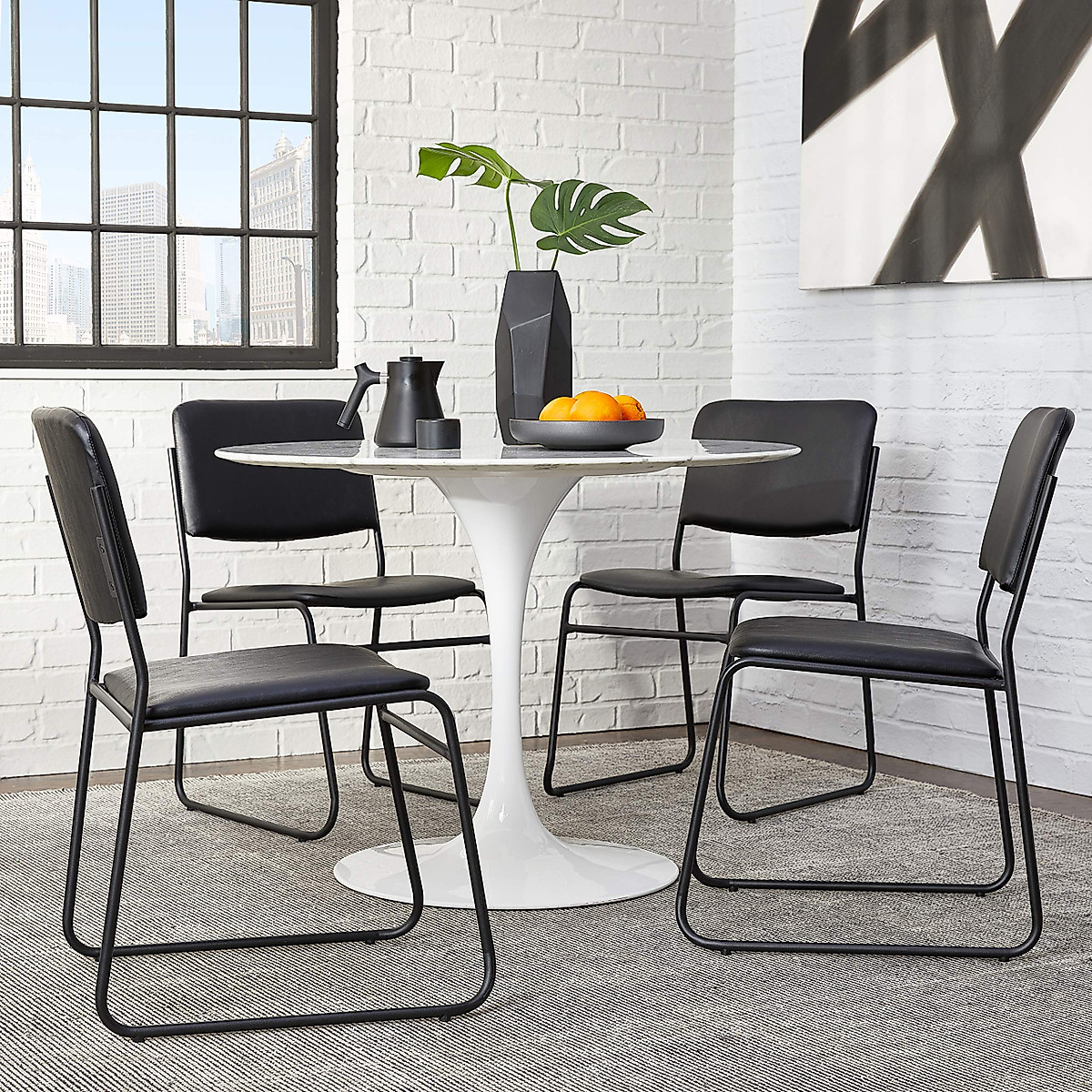 Flash Furniture 4 Pk. HERCULES Series 1000 lb. Capacity High Density Black Vinyl Stacking Chair with Sled Base