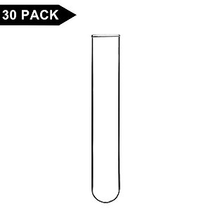 StonyLab Borosilicate Glass Round Bottom Test Tubes, 15mm OD X 100mm Length (Pack of 30)