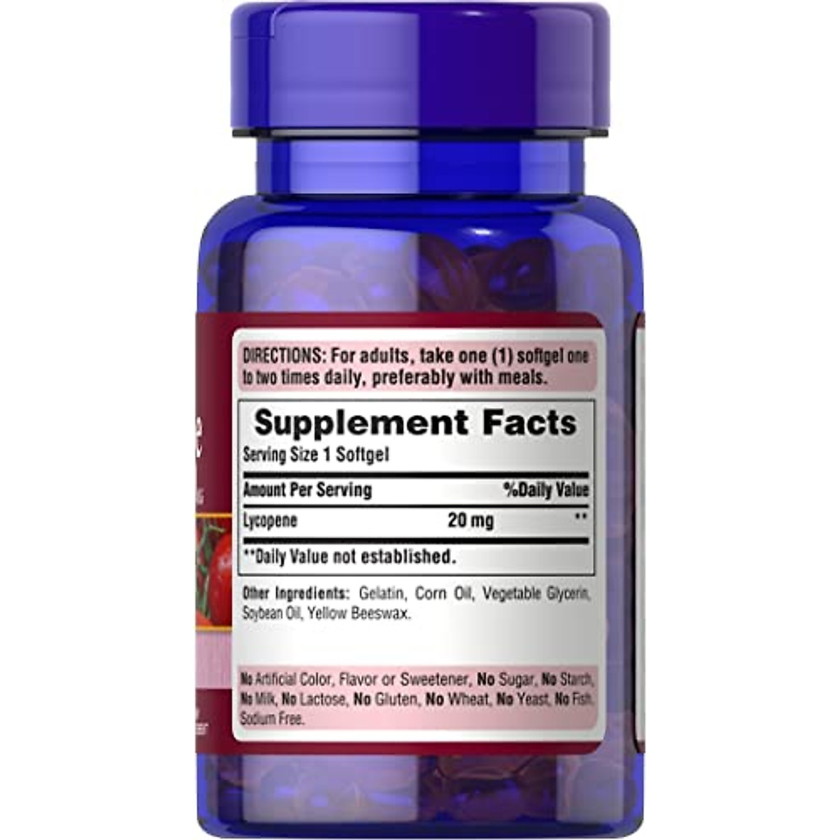 Lycopene Softgel 20 Mg, Promotes Prostate and Heart Health, 60 Count by Puritan's Pride