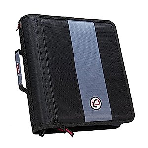 Case-It The Classic Zipper Binder - 2 Inch O-Rings - Multiple Pockets - 350 Sheet Capacity - Comes with Shoulder Strap - Black D-251