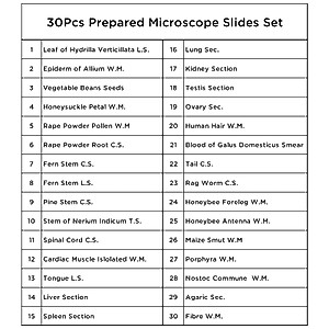 30 Microscope Slides with Specimens for Kids, Prepared Microscope Slides Set with Plants Animals Insects, Microscope Slides for Kids Students Homeschool Basic Biological Science Education