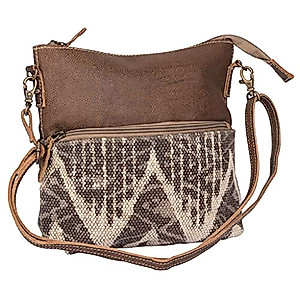 Myra Bag Coffee Canvas Small & Crossbody Bag Upcycled Canvas, Leather & Rug S-2156