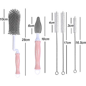Silicone Bottle Brush Cleaner, Soft Silicone Baby Bottle Brush for Cleaning Water Bottles, Baby Bottles, Glasses Cups, Wine Glass, Food Jars (Pink)