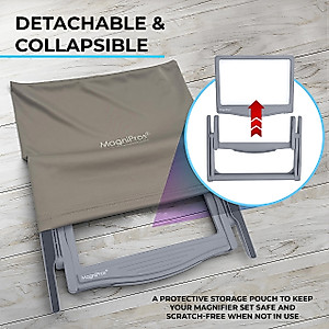 MAGNIPROS 5X Large LED Full Page Magnifying Glass with Detachable Hands-Free Stand & 3 Color Lighting Modes to Reduce Eye Strain, Ideal for Reading Small Print, Crafting, Low Vision & Seniors