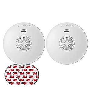 Ecoey Fire Alarms Smoke Detectors, 10-Year Smoke and Heat Detector with Built-in Battery for Home Bedroom, Smoke Detector and Heat Alarm with Easy Install and Test Button, FJ192, 2 Packs
