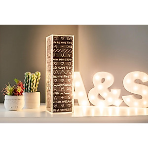 Brefkiss Co Alternative Wedding Guestbook, Dark Wood Guest Book with Acrylic Box, Unique Signs for Birthday, Weddings, Bridal Shower, and Baby Shower, Rustic Brown Signature Wooden Blocks