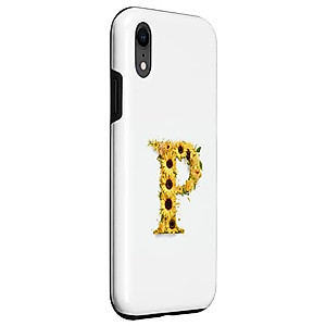 iPhone XR Letter P Initial Monogram Sunflower Minimalist Women Yellow Case