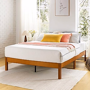 Mellow Asher 14 Inch Bamboo Wood Bed with Wooden Slats, No Box Spring Needed, Easy Assembly, Twin, Natural Platform