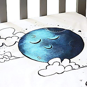 JumpOff Jo - Fitted Crib Sheet, Super Soft 100% Cotton Sheet for Standard Crib Mattresses and Toddler Beds, 28 in. x 52 in, Storytelling Designs - Mama Bear Blue