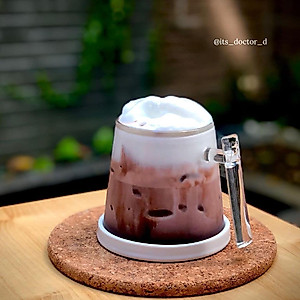 Pure Over Signature Borosilicate Glass Mug - Holds 14 oz - Includes Ceramic Coaster - Modern Design with Ergonomic Handle - Perfect for Hot & Iced Coffee, Latte, Cappuccino, Tea, Hot Chocolate