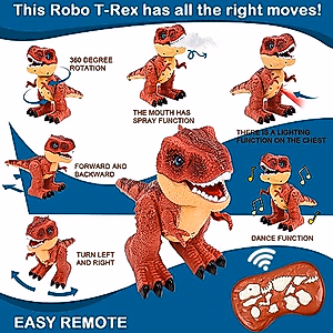 APOBATK T-rex Dinosaur Toys for Kids - Remote Control Dinosaur Toys W/Mist, Rechargeable Jurassic Tyrannosaurus Robot Toys，RC Dino with Lights & Sounds，Dinosaur Toy Gifts for Boys Toddler