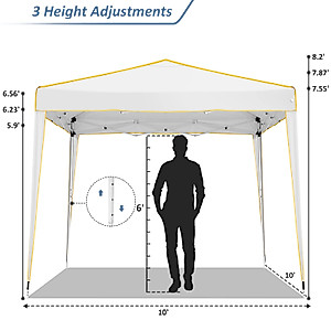 COBIZI 10x10 Canopy with 4 Removable Sidewalls,Pop Up Canopy Tent for Parties Waterproof Wedding Event Canopy,Instant Outdoor Gazebos with Church Window,Carry Bag,4 Stakes,Ropes & Sandbags,White
