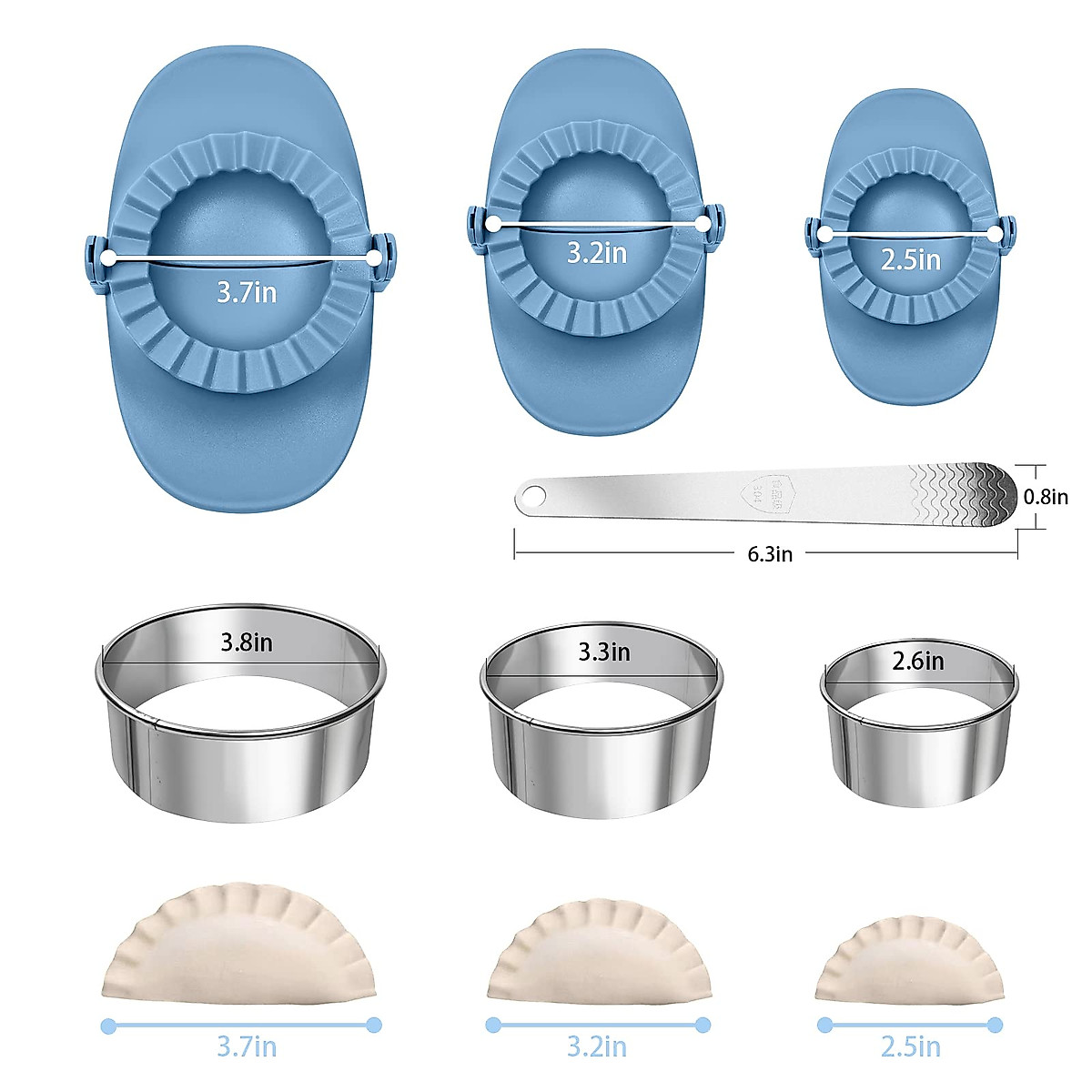 Dumpling Maker Press，Empanadas Maker Press，Dumpling Mold Machine-Make Perfect Dumplings Every Time，3Sizes (L/3.7"+M/3.2"+S/2.6")