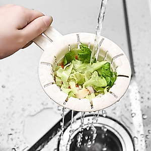 Grebest Bathtub Sink Drainer Kitchen Strainer Stopper Drain Basket Anti-clog Hair Easy Installation Maintenance-free Cream Color