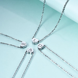 Rnivida Tiny Initial C Heart Necklace, Dainty Tiny Alphabet Letter C Pendant Necklace for Women (Silver - C)