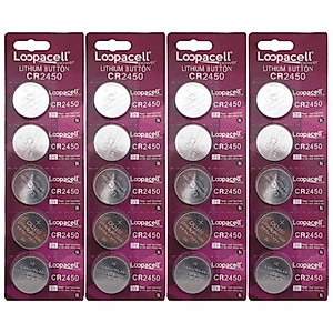 LOOPACELL CR2450 3V Lithium Battery (Pack of 20) - High Capacity Coin Cell Batteries
