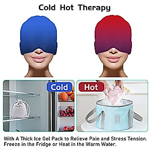Headache Relief Hat for Migraine, Headache Migraine Relief Cap for Tension Headache Migraine Relief, One Size Fits All Headache Cap with Reusable Ice Gel Pack for Puffy Eyes, Stress Relief (Pink)
