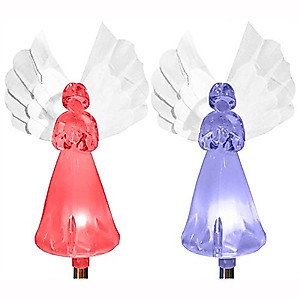 Unido Box Angel with Fiber Optic Wings Solar Garden Stake Light LED Color-Changing, Set of 2
