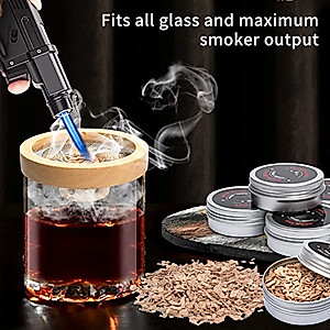 Cocktail Smoker Kit with 4 Flavors Wood Chips-Include Oak, Cherry, Apple and Pecan Wood Chips, Whiskey, Drink, Bourbon Smoker, Old Fashioned Smoker Kit Gifts for Cocktail Whiskey Lovers
