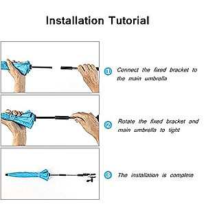 Baby Stroller Parasol, Universal Umbrella with Clamp, 360 Degree Adjustable UV Protection Stroller Sun Shade, Waterproof Umbrella for Trolley, Bike, Wheelchair, Beach Chair
