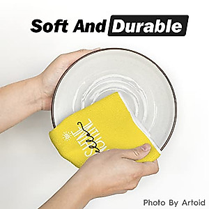 Artoid Mode Eucalyptus Leaves Lemons Summer Kitchen Towels Dish Towels, 18x26 Inch Hello Sunshine Holiday Decoration Hand Towels Set of 2