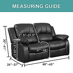 Recliner Loveseat Covers, Waterproof Nonslip Double Recliner 6-Pieces, Recliner Chair Cover Furniture Protecter for Kids, Pets, Soft Stretchy Fabric Machine Wash & Colorfast (Velvet Black, 2 Seat)