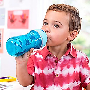 Chicco Insulated Flip-Top Straw Spill Free Baby Sippy Cup, 12 Months+, Blue/Teal, 9 Ounce (Pack of 2)