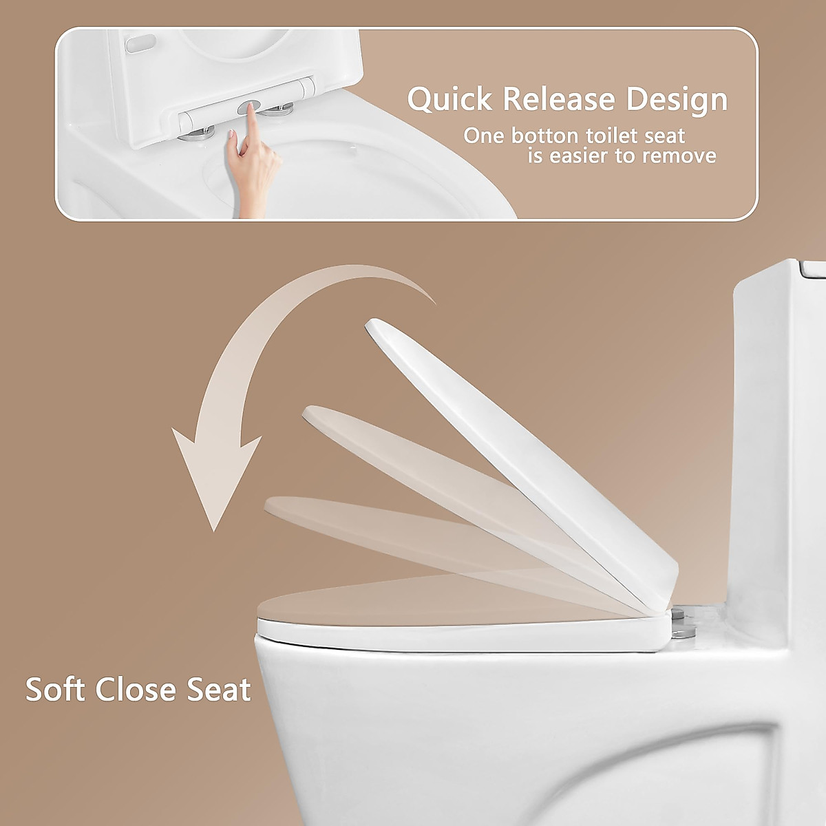 DeerValley Toilet, Elongated One Piece Toilet for Bathrooms, Comfortable Chair Seat Height 17", Dual Power Flush Toilet 1.1/1.6 GPF and MAP 900g, 12'' Rough-In Toilet Bowl