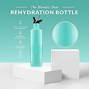 BrüMate ReHydration - 100% Leakproof 25oz Insulated Water Bottle with Straw - Stainless Steel Water Canteen (Aqua)
