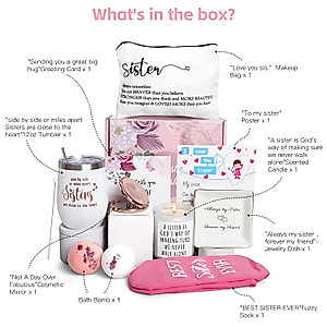Sister Birthday Gifts - Sister Gifts from Sisters - 9 Pieces Birthday Gifts for Sister - Big Sister Gifts - Unique Gift Baskets for Sisters, Gifts for Sister Mothers Day, Sister Birthday Gifts Ideas