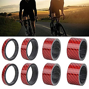 Bike Front Fork Spacer, Edge Headset Stem Washer Fine Texture Carbon Fiber for Road for Outdoor Cycling Activities(Red)