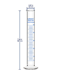 Labasics 2-Pack 50 ml Borosilicate Glass Graduated Cylinder Measuring Cylinder