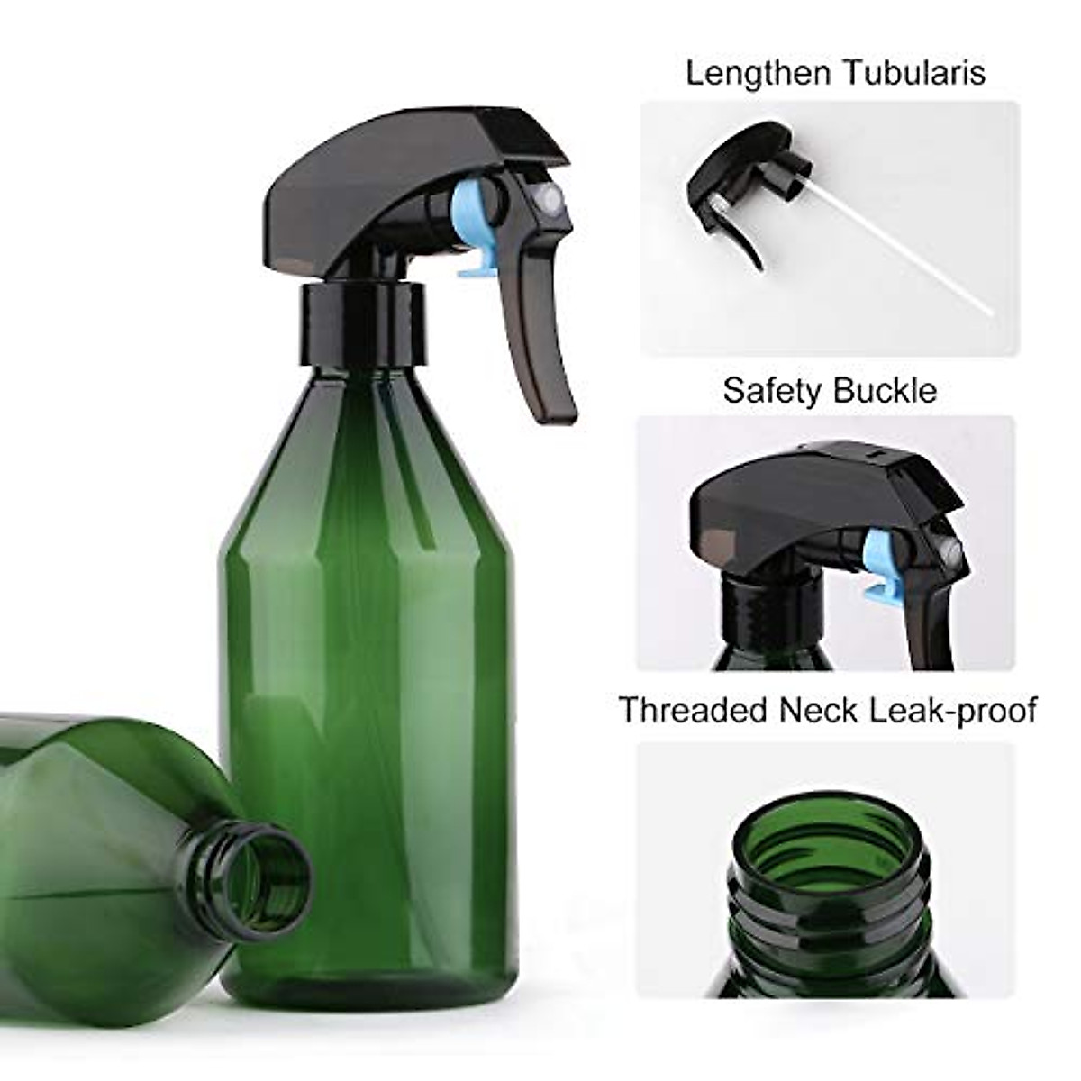 Yebeauty Plant Mister Spray Bottle, 2Pcs 10oz Fine Mist Plant Atomizer Watering Sprayer Bottle for Gardening Cleaning Solution with Top Pump Trigger Water, Green