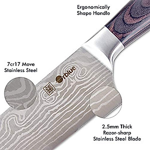 Orblue Chef Knife, 8-Inch High Carbon German Stainless Steel Kitchen Chef's Knife for Cutting, Chopping, Dicing, Slicing & Mincing – Professional Cooking Knife with Ergonomic Handle & Sharp Blade