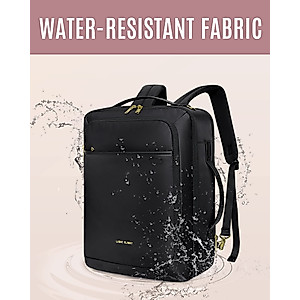 LIGHT FLIGHT Laptop Backpack Women, Large Computer Backpack for 17.3 Inch Laptop, Professional Womens Work Backpack, Convertible 3 In 1 Backpacks Water Resistant, Black