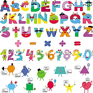 Colorful Alphabet Stickers Learning Wall Decals Alphabet Number Shape Educational Math Wall Stickers Peel and Stick Classroom Wall Decals Playroom Bedroom Decorations