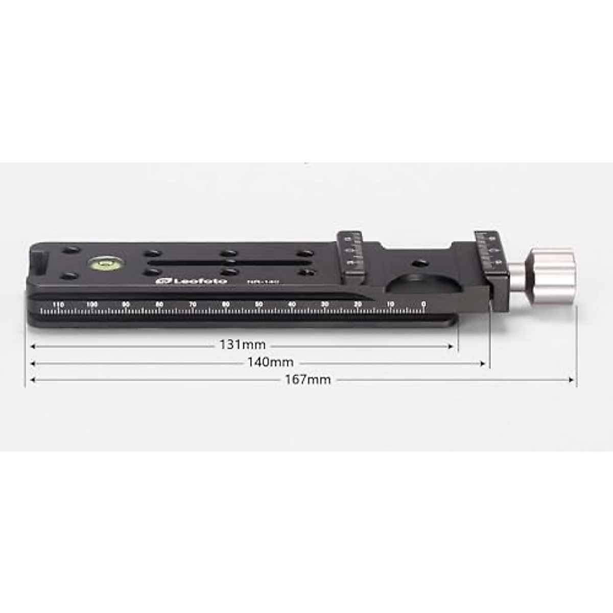 Leofoto NR-140 Nodal Slide Rail with Arca Clamp, 140mm Dual Arca Rail, 1/4" Camera Screw, Bubble Level