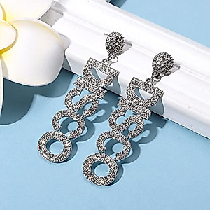 Disco Ball Earrings, Reflective Large Disco Ball Hoop Earrings, 70s 80s Mirrorball Earrings, Dance Party Costume Accessories, Country Concert Outfits for Women (Rhinestone Disco)