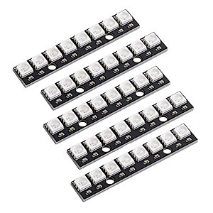 Sparkleiot 8 Bits WS2812 RGB LED Stick 8 X WS2812B 5050 Full Color RGB LED Module Built-in Drivers for Arduino Raspberry Pi ESP32 Shopping Mall Home Decoration Lighting Pack of 5pcs