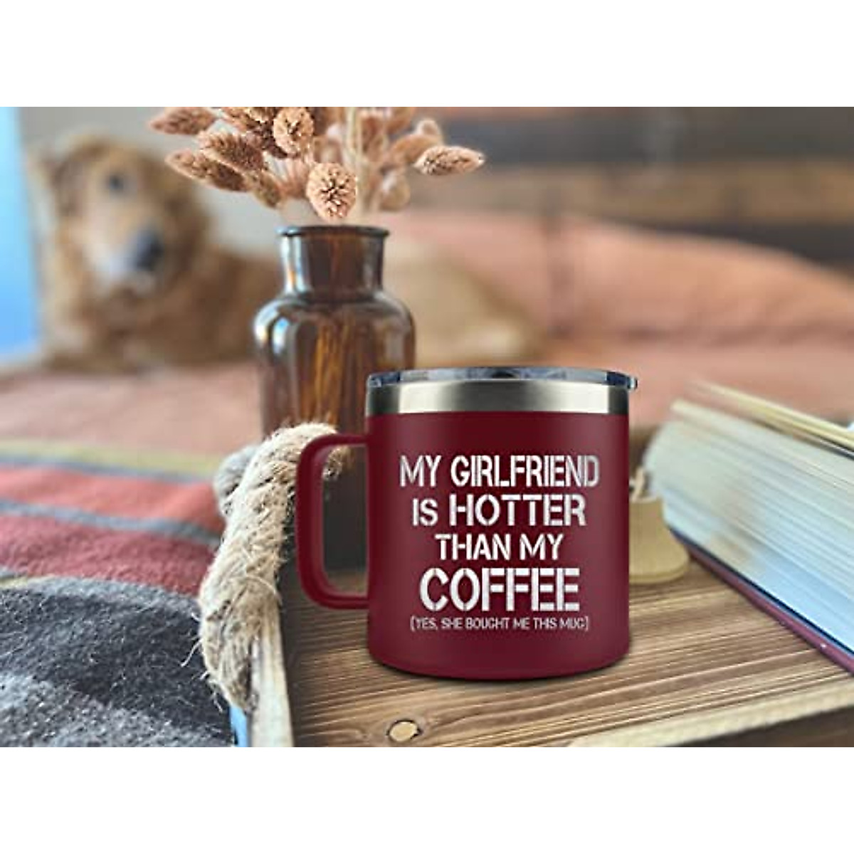 Fathers's Day Gifts for Boyfriend from Girlfriend - Boyfriend Fathers Day - Funny Gifts for Boyfriend - Boyfriend Birthday Gifts - Gifts for Him -Present for Boyfriend Novelty Coffee Mug 14oz, Red