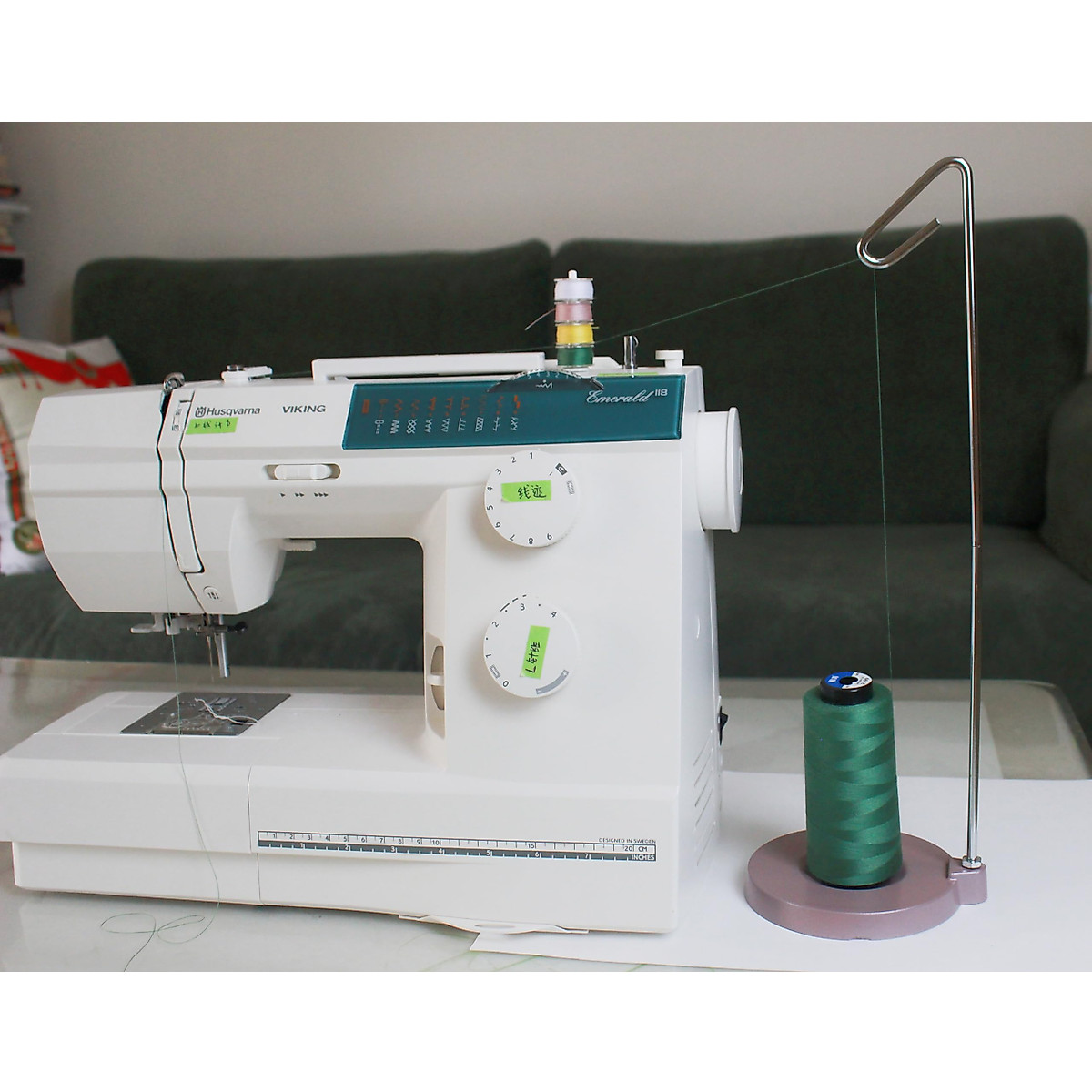 Pnltae Sewing Supplies Spool Holder W/Wrench Plus Bonus Thread Net Spool Saver, Single Thread Stand for Sewing Machine Embroidery Quilting Machines with Full Metal Base(Pink)