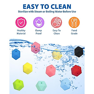 90PCS FIVEIZERO Hexagon Silicone Beads,30 Colors 14mm Silicone Beads for Keychain Making Kit,Lanyard Making,Keychains,and Craft Projects,Premium Silicone Bead Kit for DIY Enthusiasts