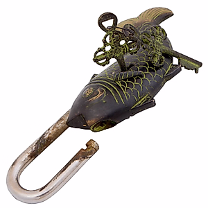 Functional Brass Fish Pad Lock is 2.5" Width and 7" Collectible Locks