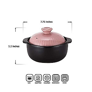 Kitchen Flower Lucia Natural Glazed Ceramic Porcelain Cookware Hot Pot (Sugar Pink 1000ml)