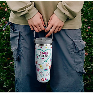 ZNYYZYBA Nurse Tumbler Nurse Gifts for Women - Nurse Appreciation Gifts Nurses Week Gifts for Female Male Nurse、 New Nurses、 RN、 LPN, 30oz Nurse Thermal Mug with Handle and Flip Straw