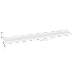 SunshineFace 31 Inch Long Floating Shelves for Wall Mounted, MDF Picture Ledge Floating Shelf Set of 4, Wall Shelves for Bedroom, Living Room, Office, Nursery, Kitchen Storage(White, 31.5"x3.5"x1.2")