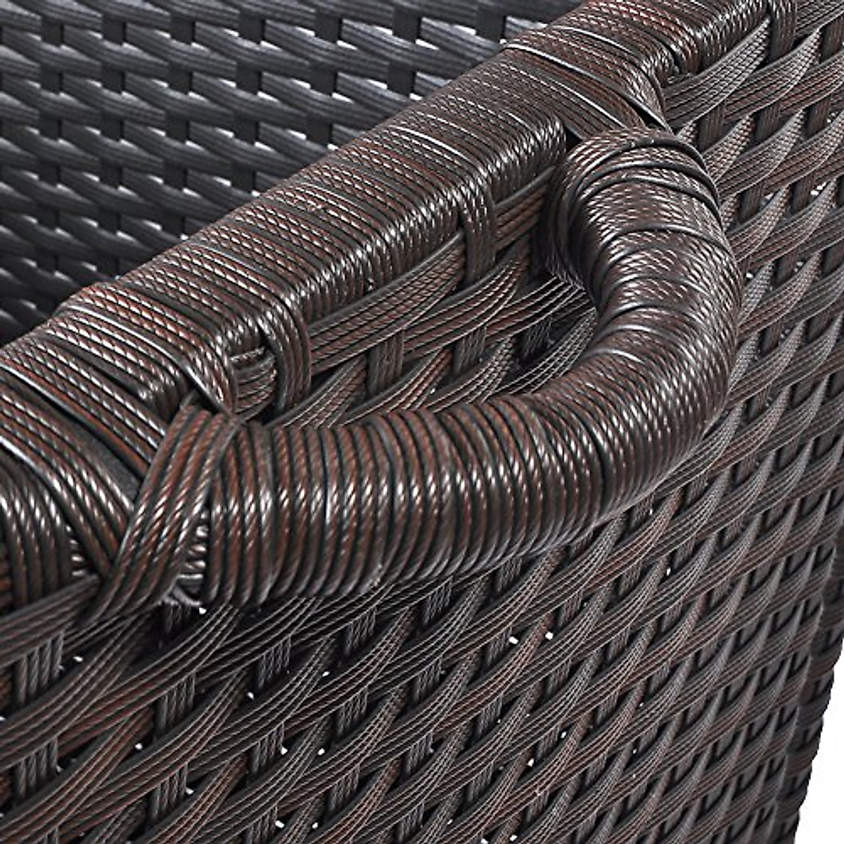 Outdoor Patio Wicker Storage Container Deck Box made of Antirust Aluminum Frames and Resin Rattan, 86-Gallon (Brown) (Large, Brown)